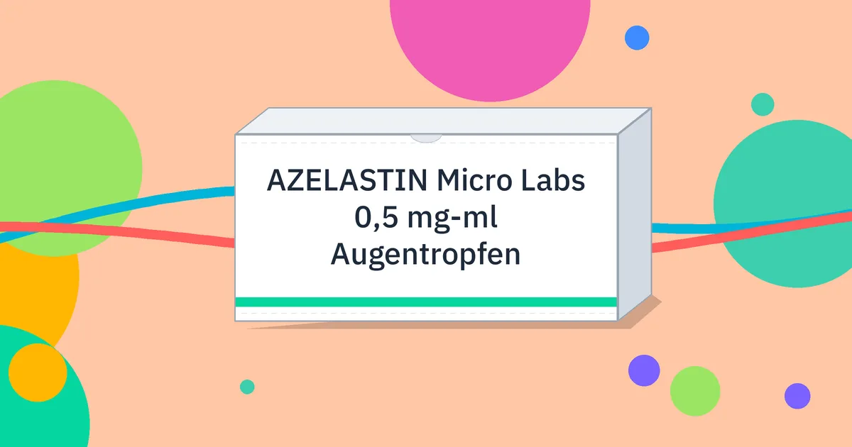 Symbolbild: Packung mit der Aufschrift AZELASTIN Micro Labs 0,5 mg-ml Augentropfen (PZN 15561394) – Verfügbarkeit und Bezug in Apotheken in Frankfurt am Main