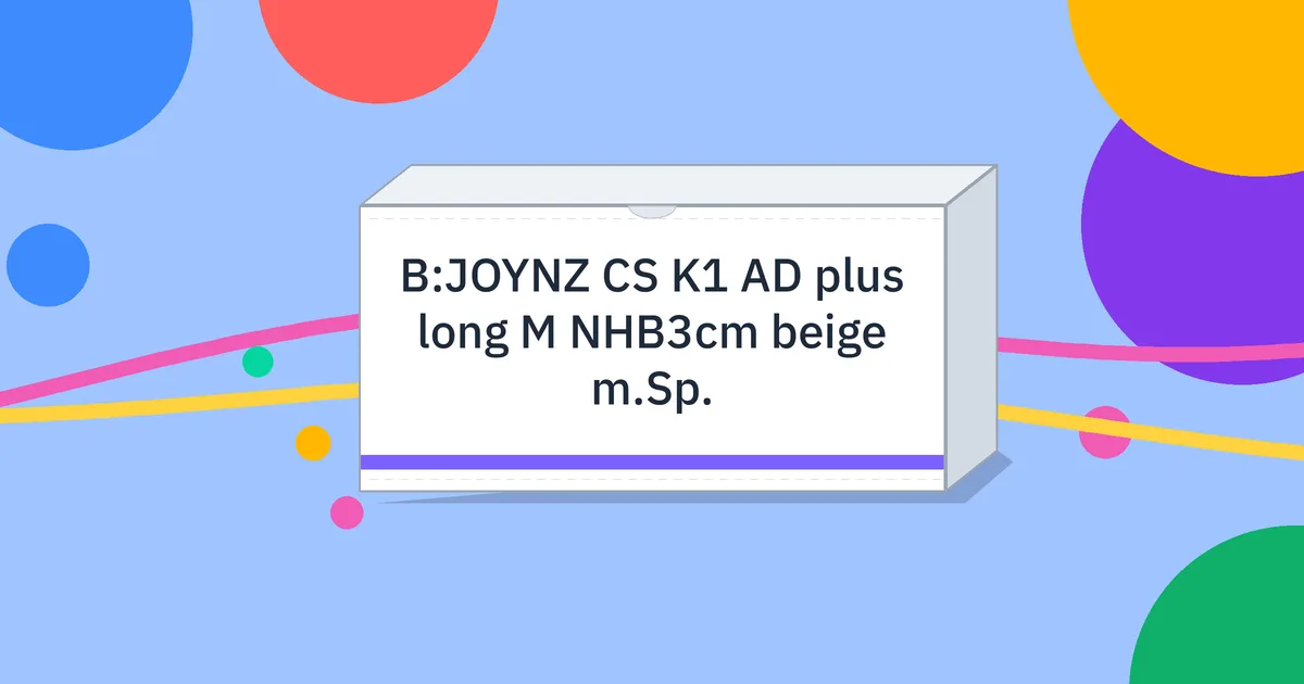 Symbolbild: Packung mit der Aufschrift B:JOYNZ CS K1 AD plus long M NHB3cm beige m.Sp. (PZN 20529234) – Verfügbarkeit und Bezug in Apotheken in Frankfurt am Main