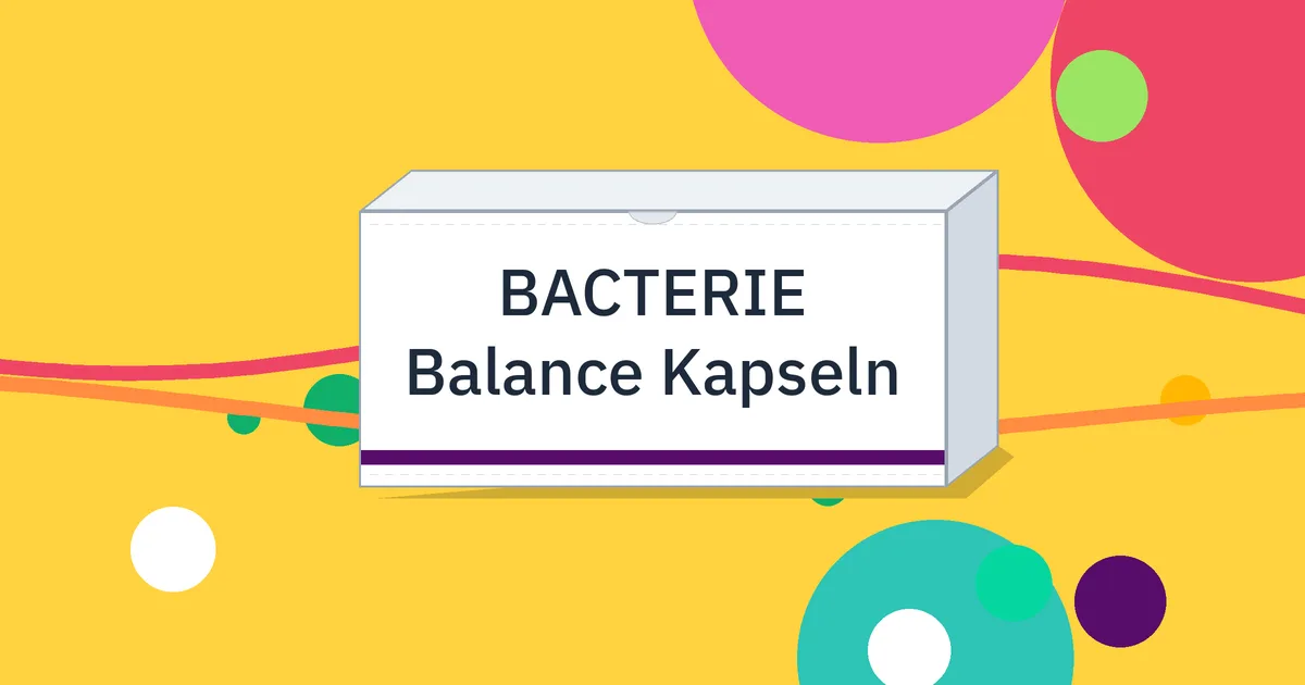 Symbolbild: Packung mit der Aufschrift BACTERIE Balance Kapseln (PZN 16680310) – Verfügbarkeit und Bezug in Apotheken in Frankfurt am Main