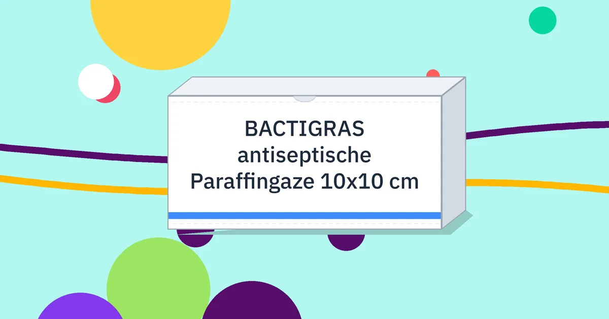 Symbolbild: Packung mit der Aufschrift BACTIGRAS antiseptische Paraffingaze 10x10 cm (PZN 08407379) – Verfügbarkeit und Bezug in Apotheken in Frankfurt am Main