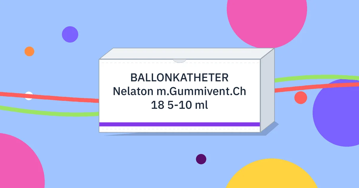 Symbolbild: Packung mit der Aufschrift BALLONKATHETER Nelaton m.Gummivent.Ch 18 5-10 ml (PZN 04041533) – Verfügbarkeit und Bezug in Apotheken in Frankfurt am Main
