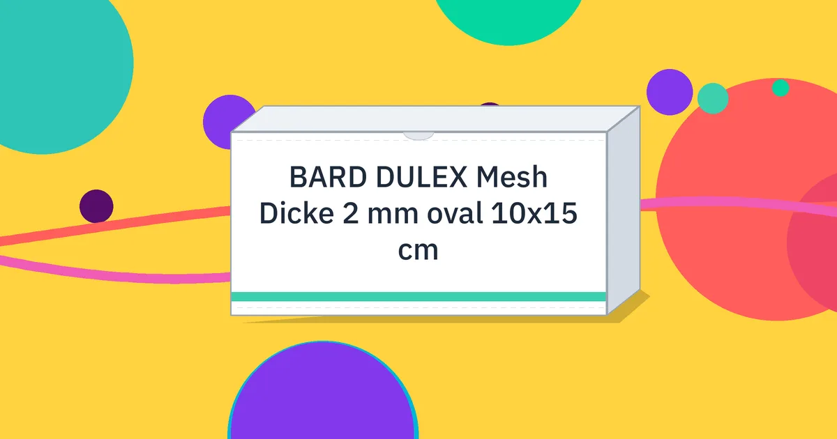 Symbolbild: Packung mit der Aufschrift BARD DULEX Mesh Dicke 2 mm oval 10x15 cm (PZN 03750813) – Verfügbarkeit und Bezug in Apotheken in Frankfurt am Main