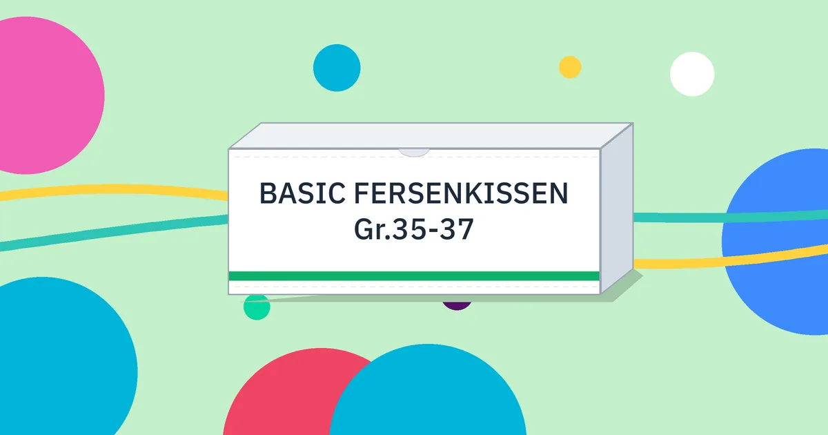 Symbolbild: Packung mit der Aufschrift BASIC FERSENKISSEN Gr.35-37 (PZN 15381723) – Verfügbarkeit und Bezug in Apotheken in Frankfurt am Main