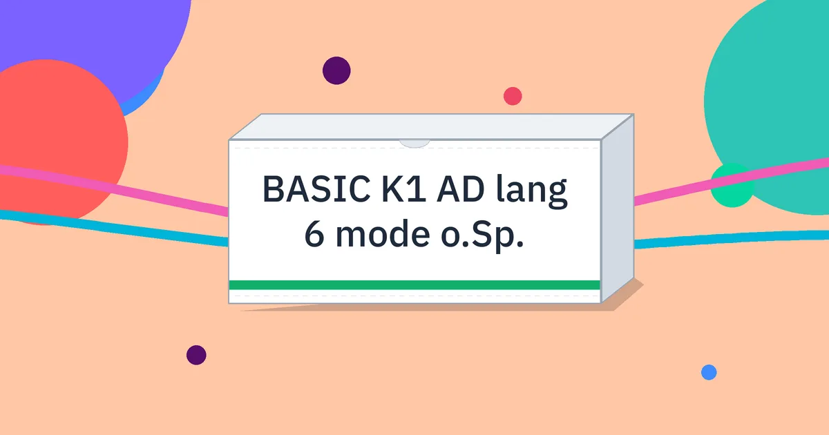 Symbolbild: Packung mit der Aufschrift BASIC K1 AD lang 6 mode o.Sp. (PZN 20259349) – Verfügbarkeit und Bezug in Apotheken in Frankfurt am Main