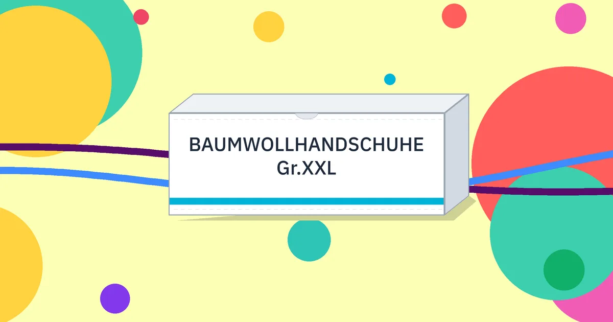 Symbolbild: Packung mit der Aufschrift BAUMWOLLHANDSCHUHE Gr.XXL (PZN 09512003) – Verfügbarkeit und Bezug in Apotheken in Frankfurt am Main