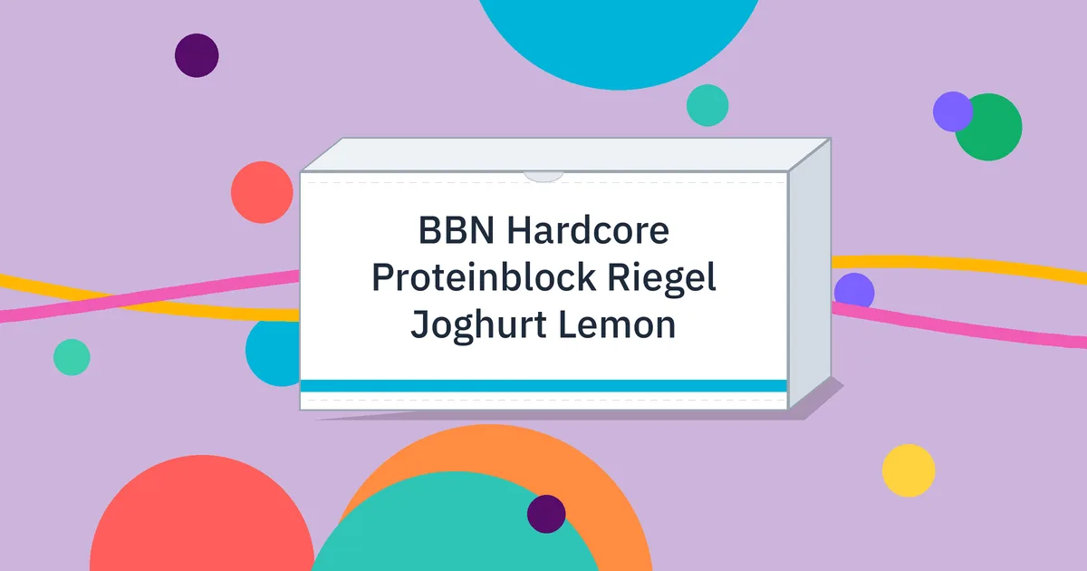 Symbolbild: Packung mit der Aufschrift BBN Hardcore Proteinblock Riegel Joghurt Lemon (PZN 11068596) – Verfügbarkeit und Bezug in Apotheken in Frankfurt am Main