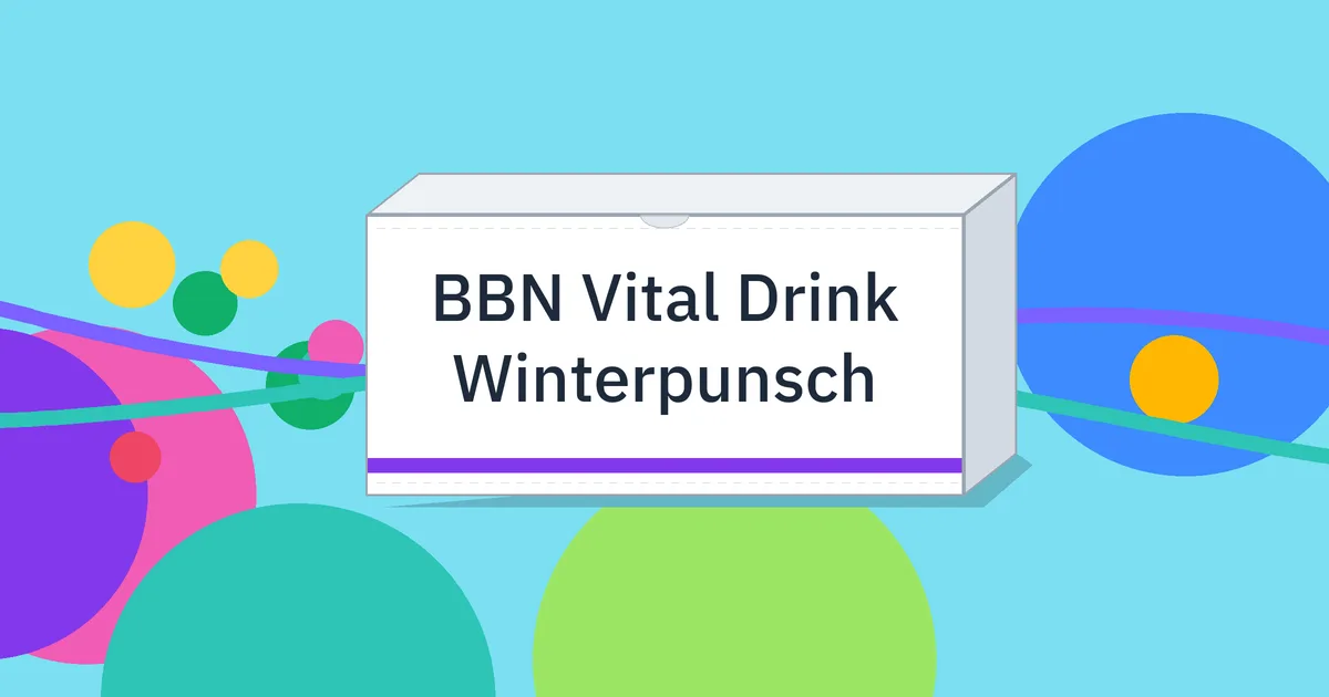 Symbolbild: Packung mit der Aufschrift BBN Vital Drink Winterpunsch (PZN 16768275) – Verfügbarkeit und Bezug in Apotheken in Frankfurt am Main