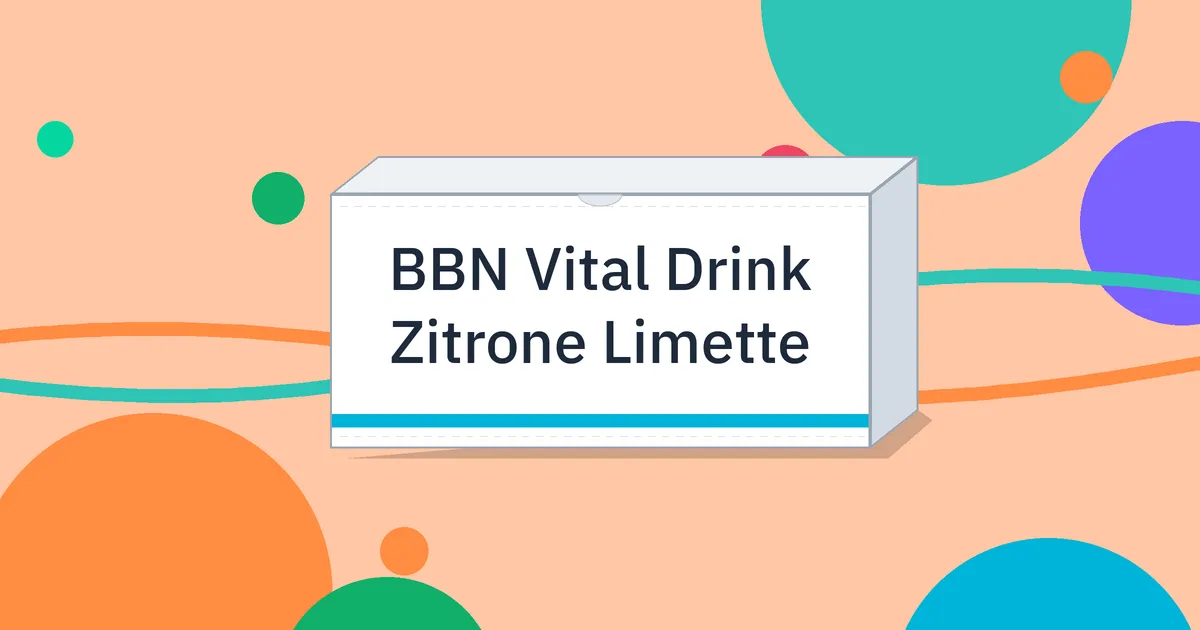 Symbolbild: Packung mit der Aufschrift BBN Vital Drink Zitrone Limette (PZN 16761103) – Verfügbarkeit und Bezug in Apotheken in Frankfurt am Main