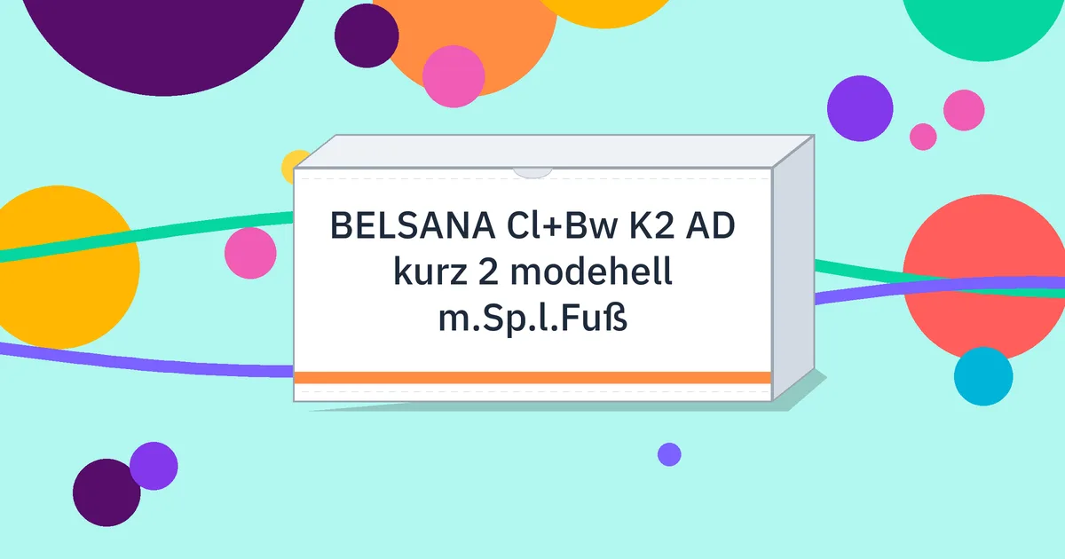 Symbolbild: Packung mit der Aufschrift BELSANA Cl+Bw K2 AD kurz 2 modehell m.Sp.l.Fuß (PZN 12240933) – Verfügbarkeit und Bezug in Apotheken in Frankfurt am Main