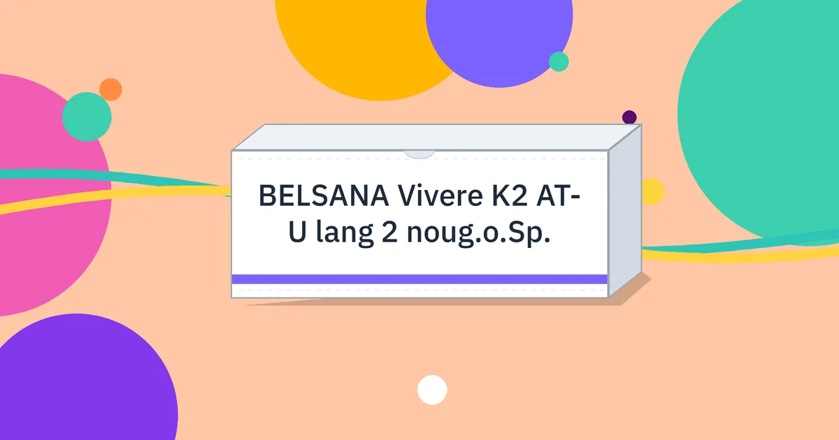 Symbolbild: Packung mit der Aufschrift BELSANA Vivere K2 AT-U lang 2 noug.o.Sp. (PZN 08535410) – Verfügbarkeit und Bezug in Apotheken in Frankfurt am Main