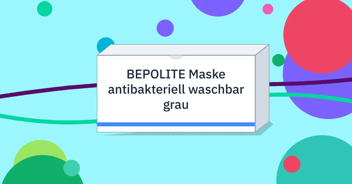 Symbolbild: Packung mit der Aufschrift BEPOLITE Maske antibakteriell waschbar grau (PZN 16898641) – Verfügbarkeit und Bezug in Apotheken in Frankfurt am Main