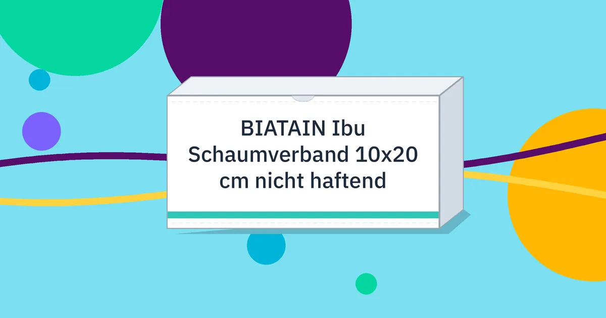 Symbolbild: Packung mit der Aufschrift BIATAIN Ibu Schaumverband 10x20 cm nicht haftend (PZN 04808348) – Verfügbarkeit und Bezug in Apotheken in Frankfurt am Main