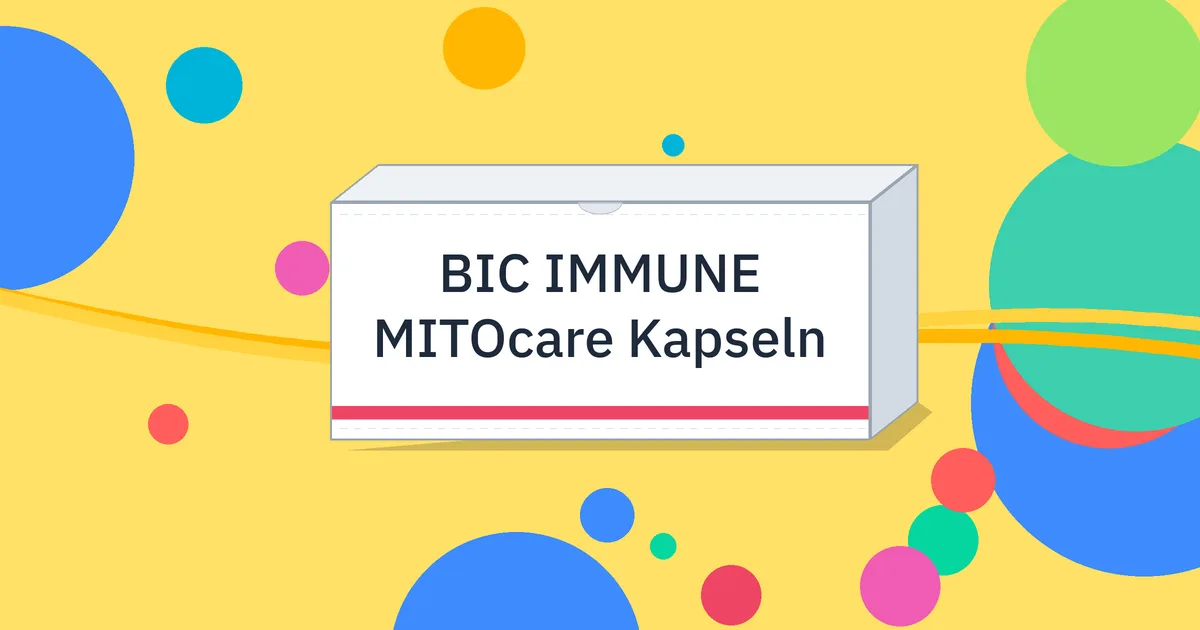 Symbolbild: Packung mit der Aufschrift BIC IMMUNE MITOcare Kapseln (PZN 16138491) – Verfügbarkeit und Bezug in Apotheken in Frankfurt am Main