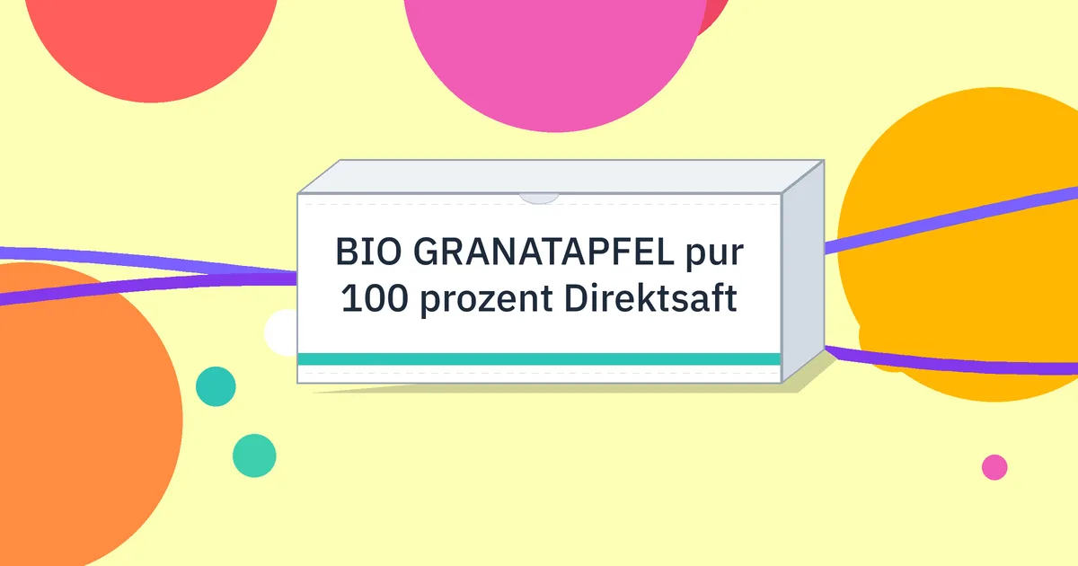 Symbolbild: Packung mit der Aufschrift BIO GRANATAPFEL pur 100 prozent Direktsaft (PZN 12645937) – Verfügbarkeit und Bezug in Apotheken in Frankfurt am Main