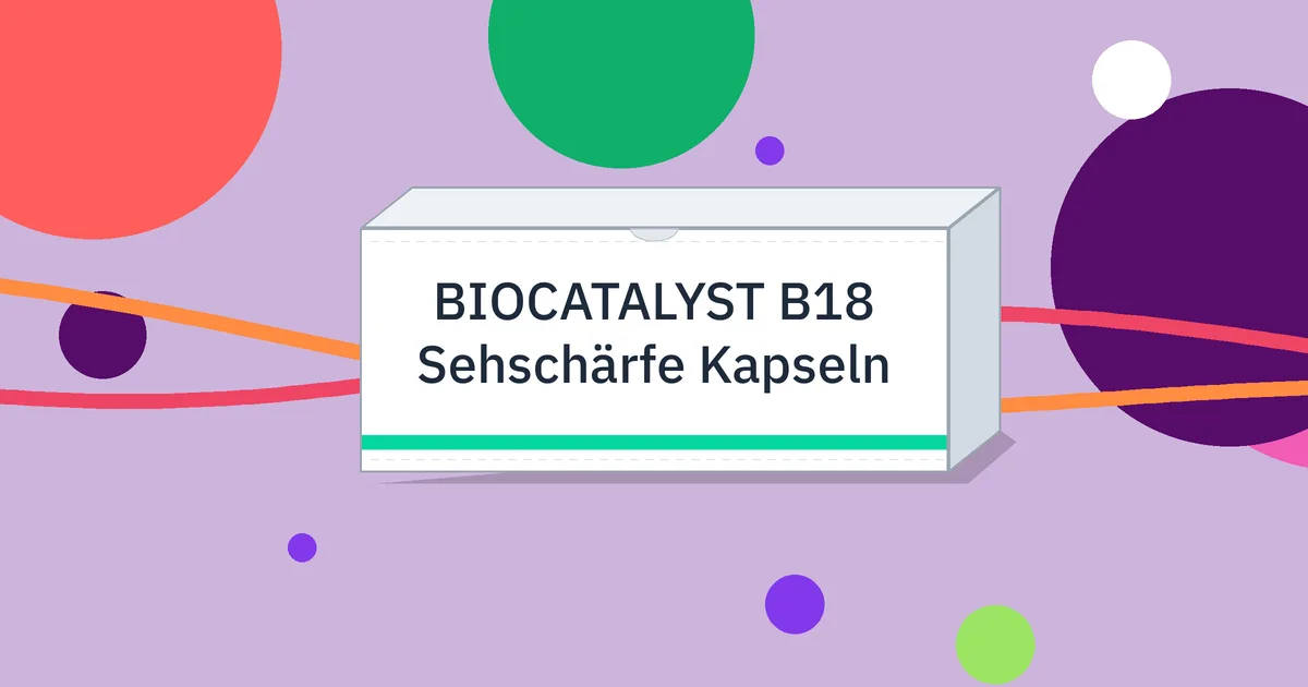 Symbolbild: Packung mit der Aufschrift BIOCATALYST B18 Sehschärfe Kapseln (PZN 11674842) – Verfügbarkeit und Bezug in Apotheken in Frankfurt am Main