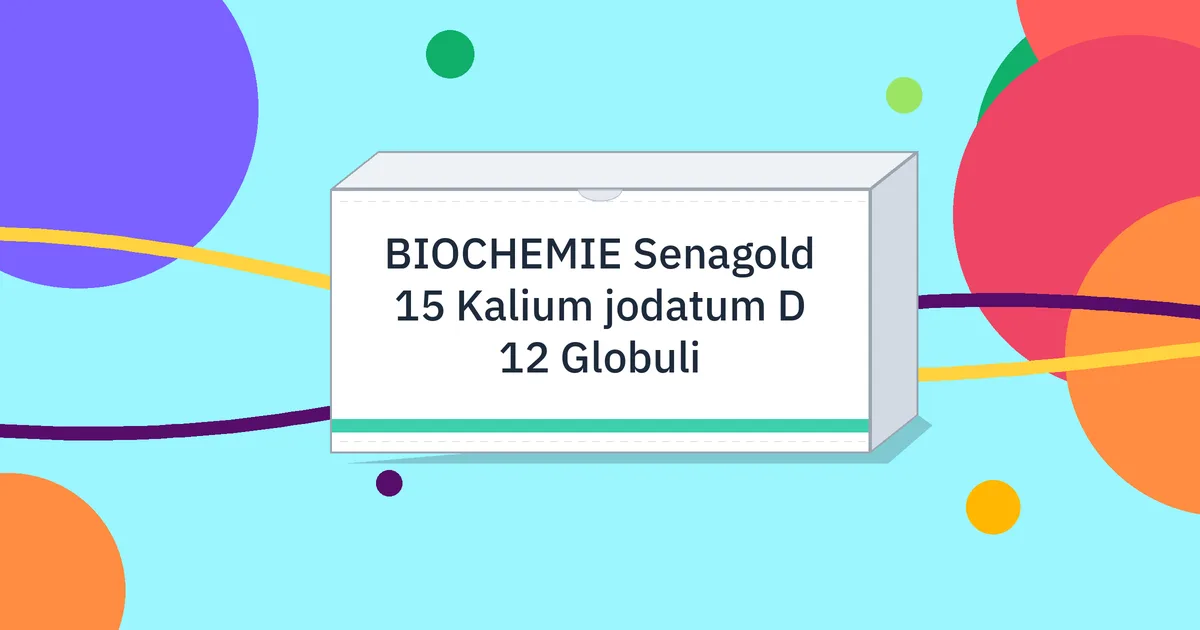 Symbolbild: Packung mit der Aufschrift BIOCHEMIE Senagold 15 Kalium jodatum D 12 Globuli (PZN 09214984) – Verfügbarkeit und Bezug in Apotheken in Frankfurt am Main