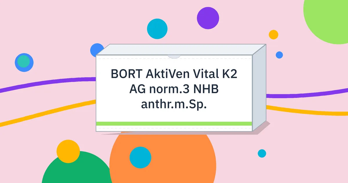 Symbolbild: Packung mit der Aufschrift BORT AktiVen Vital K2 AG norm.3 NHB anthr.m.Sp. (PZN 13734494) – Verfügbarkeit und Bezug in Apotheken in Frankfurt am Main
