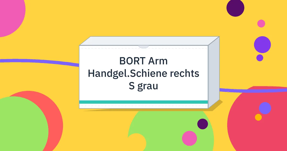 Symbolbild: Packung mit der Aufschrift BORT Arm Handgel.Schiene rechts S grau (PZN 17843323) – Verfügbarkeit und Bezug in Apotheken in Frankfurt am Main