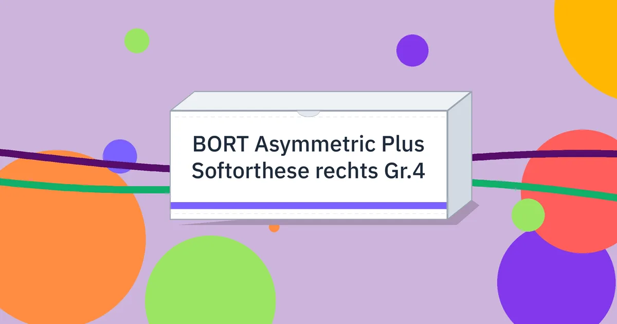 Symbolbild: Packung mit der Aufschrift BORT Asymmetric Plus Softorthese rechts Gr.4 (PZN 16843278) – Verfügbarkeit und Bezug in Apotheken in Frankfurt am Main