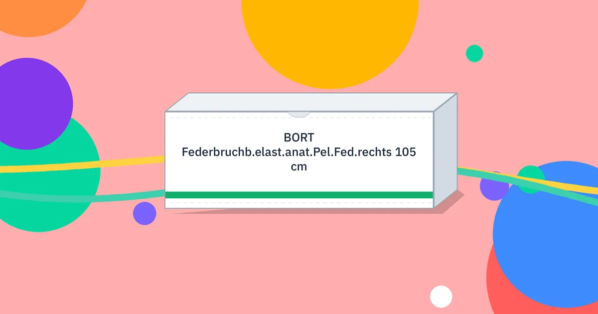 Symbolbild: Packung mit der Aufschrift BORT Federbruchb.elast.anat.Pel.Fed.rechts 105 cm (PZN 07195797) – Verfügbarkeit und Bezug in Apotheken in Frankfurt am Main