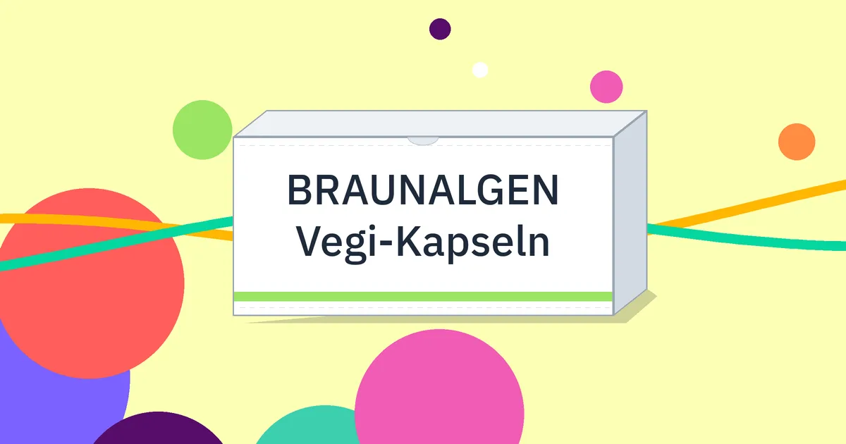 Symbolbild: Packung mit der Aufschrift BRAUNALGEN Vegi-Kapseln (PZN 03838086) – Verfügbarkeit und Bezug in Apotheken in Frankfurt am Main