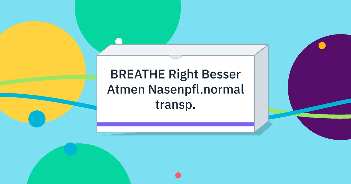 Symbolbild: Packung mit der Aufschrift BREATHE Right Besser Atmen Nasenpfl.normal transp. (PZN 17179196) – Verfügbarkeit und Bezug in Apotheken in Frankfurt am Main