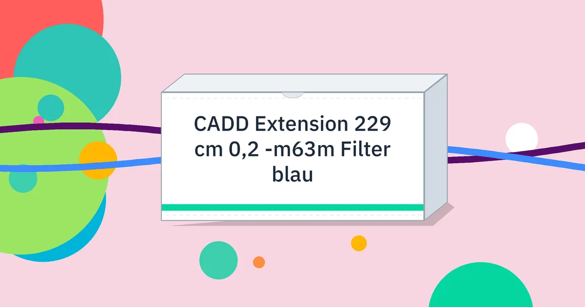 Symbolbild: Packung mit der Aufschrift CADD Extension 229 cm 0,2 -m63m Filter blau (PZN 11479359) – Verfügbarkeit und Bezug in Apotheken in Frankfurt am Main