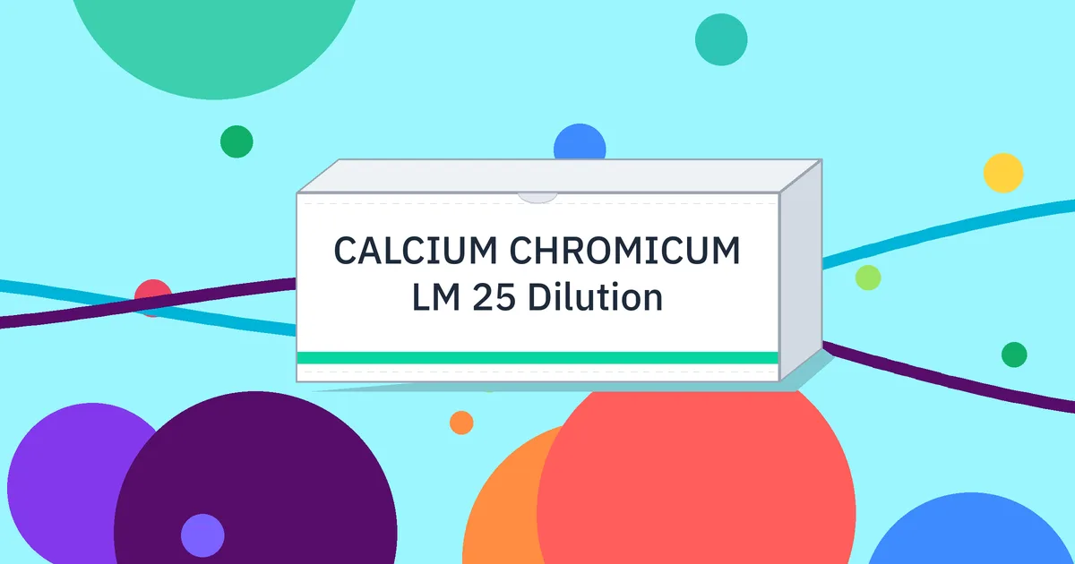 Symbolbild: Packung mit der Aufschrift CALCIUM CHROMICUM LM 25 Dilution (PZN 13408487) – Verfügbarkeit und Bezug in Apotheken in Frankfurt am Main