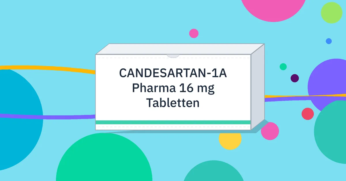 Symbolbild: Packung mit der Aufschrift CANDESARTAN-1A Pharma 16 mg Tabletten (PZN 09273171) – Verfügbarkeit und Bezug in Apotheken in Frankfurt am Main