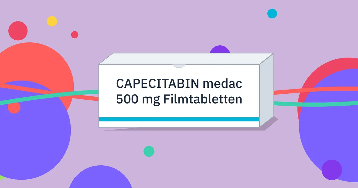 Symbolbild: Packung mit der Aufschrift CAPECITABIN medac 500 mg Filmtabletten (PZN 10003011) – Verfügbarkeit und Bezug in Apotheken in Frankfurt am Main