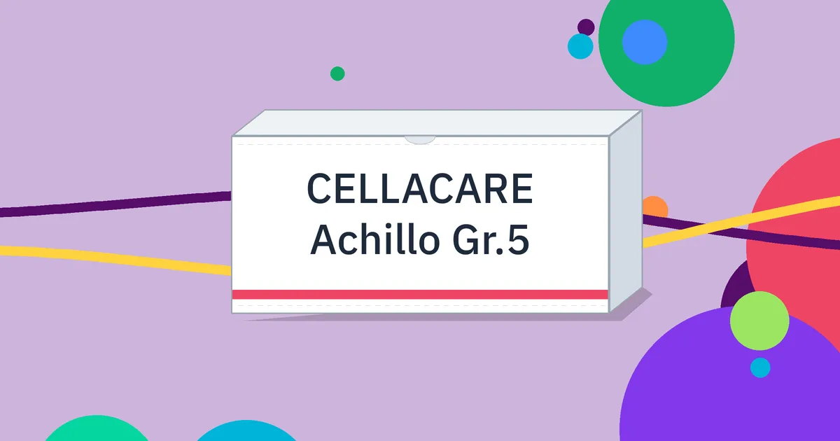 Symbolbild: Packung mit der Aufschrift CELLACARE Achillo Gr.5 (PZN 20549202) – Verfügbarkeit und Bezug in Apotheken in Frankfurt am Main