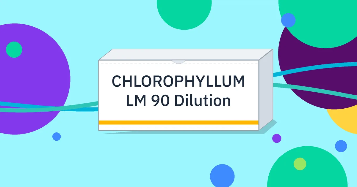 Symbolbild: Packung mit der Aufschrift CHLOROPHYLLUM LM 90 Dilution (PZN 13445293) – Verfügbarkeit und Bezug in Apotheken in Frankfurt am Main