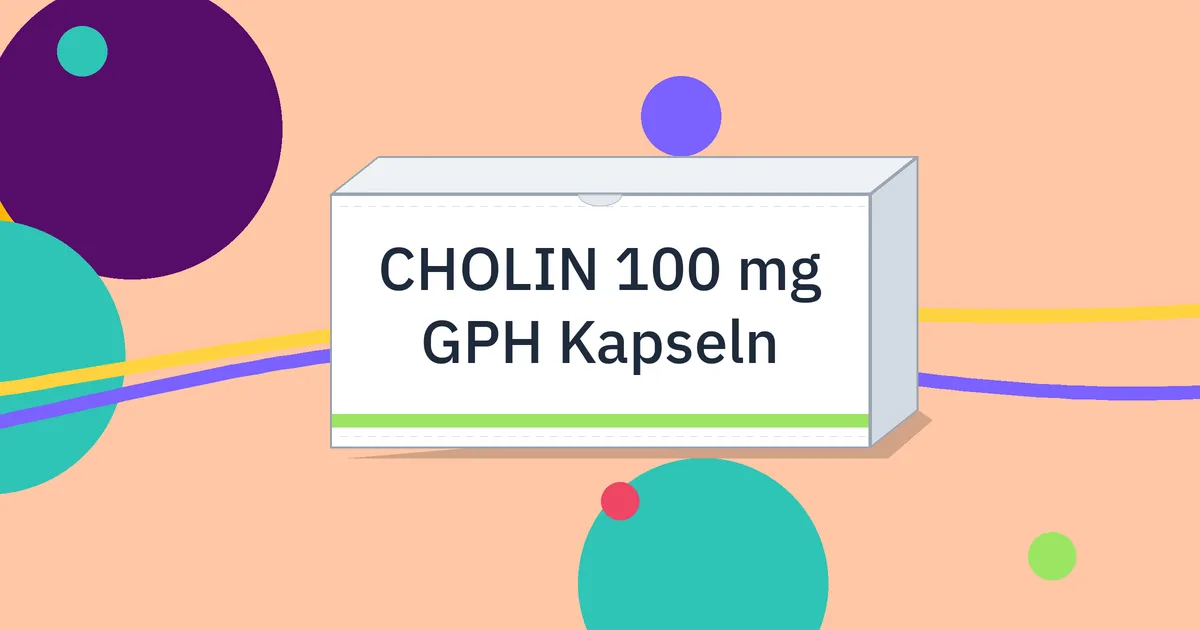 Symbolbild: Packung mit der Aufschrift CHOLIN 100 mg GPH Kapseln (PZN 09721741) – Verfügbarkeit und Bezug in Apotheken in Frankfurt am Main