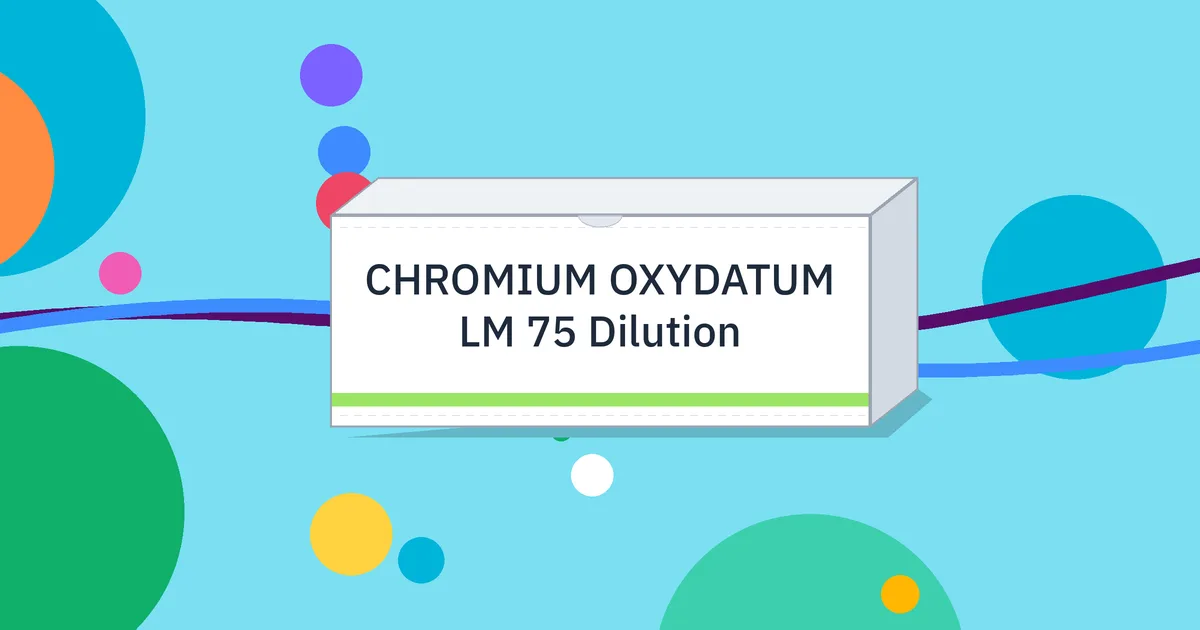 Symbolbild: Packung mit der Aufschrift CHROMIUM OXYDATUM LM 75 Dilution (PZN 13445761) – Verfügbarkeit und Bezug in Apotheken in Frankfurt am Main