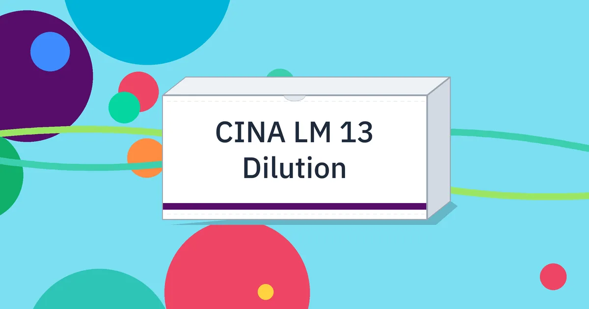 Symbolbild: Packung mit der Aufschrift CINA LM 13 Dilution (PZN 12819521) – Verfügbarkeit und Bezug in Apotheken in Frankfurt am Main