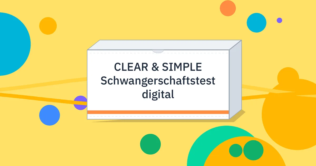 Symbolbild: Packung mit der Aufschrift CLEAR & SIMPLE Schwangerschaftstest digital (PZN 15384963) – Verfügbarkeit und Bezug in Apotheken in Frankfurt am Main