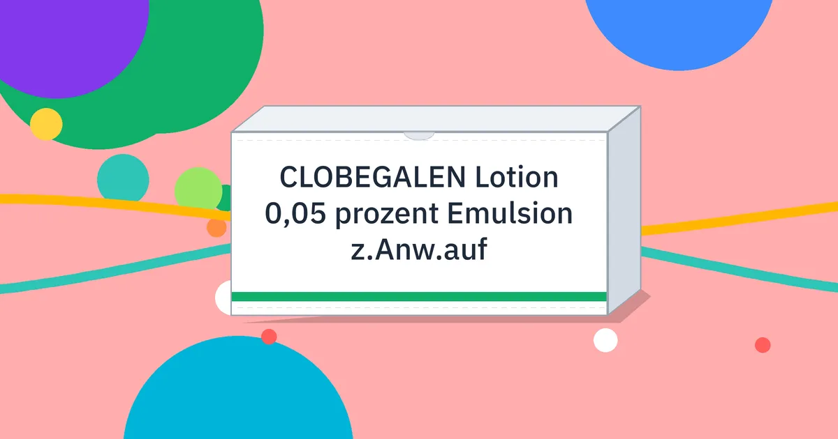 Symbolbild: Packung mit der Aufschrift CLOBEGALEN Lotion 0,05 prozent Emulsion z.Anw.auf (PZN 02662260) – Verfügbarkeit und Bezug in Apotheken in Frankfurt am Main