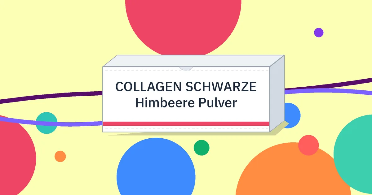 Symbolbild: Packung mit der Aufschrift COLLAGEN SCHWARZE Himbeere Pulver (PZN 19921412) – Verfügbarkeit und Bezug in Apotheken in Frankfurt am Main