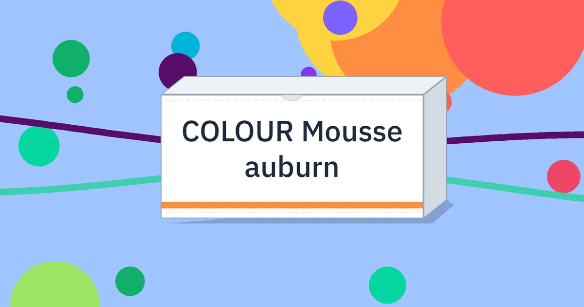Symbolbild: Packung mit der Aufschrift COLOUR Mousse auburn (PZN 03918690) – Verfügbarkeit und Bezug in Apotheken in Frankfurt am Main