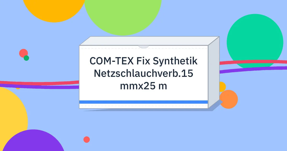 Symbolbild: Packung mit der Aufschrift COM-TEX Fix Synthetik Netzschlauchverb.15 mmx25 m (PZN 04723126) – Verfügbarkeit und Bezug in Apotheken in Frankfurt am Main