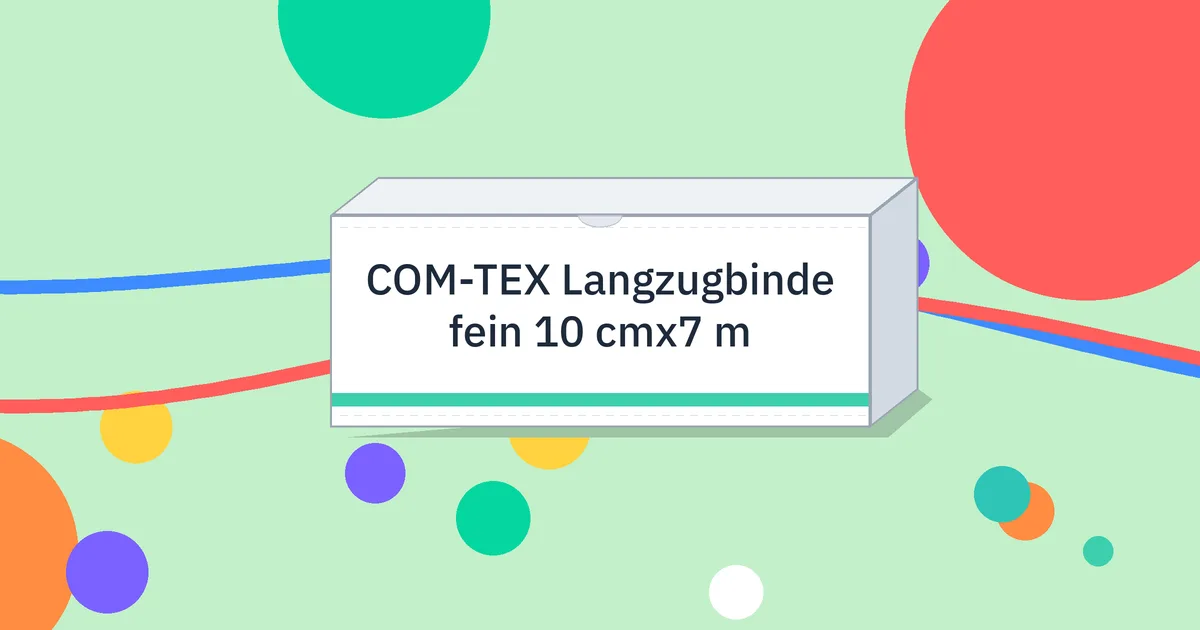 Symbolbild: Packung mit der Aufschrift COM-TEX Langzugbinde fein 10 cmx7 m (PZN 19113557) – Verfügbarkeit und Bezug in Apotheken in Frankfurt am Main