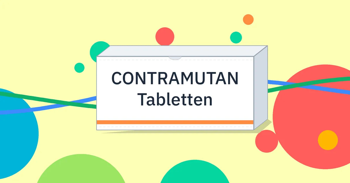 Symbolbild: Packung mit der Aufschrift CONTRAMUTAN Tabletten (PZN 10002454) – Verfügbarkeit und Bezug in Apotheken in Frankfurt am Main