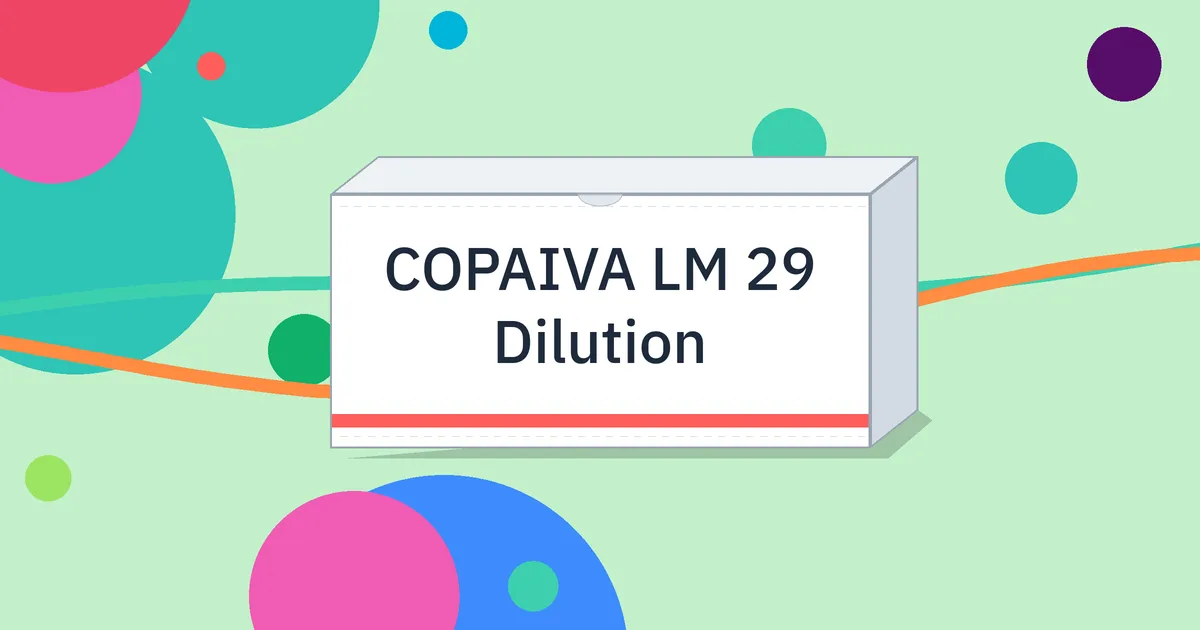 Symbolbild: Packung mit der Aufschrift COPAIVA LM 29 Dilution (PZN 13451282) – Verfügbarkeit und Bezug in Apotheken in Frankfurt am Main