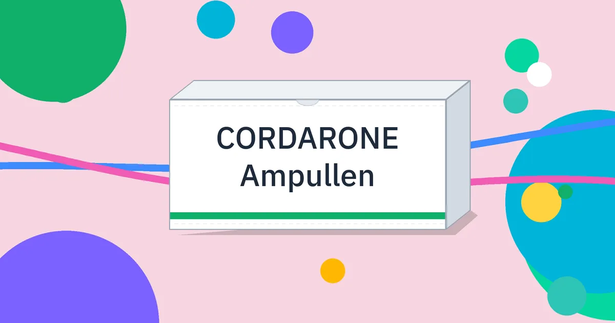 Symbolbild: Packung mit der Aufschrift CORDARONE Ampullen (PZN 02227541) – Verfügbarkeit und Bezug in Apotheken in Frankfurt am Main