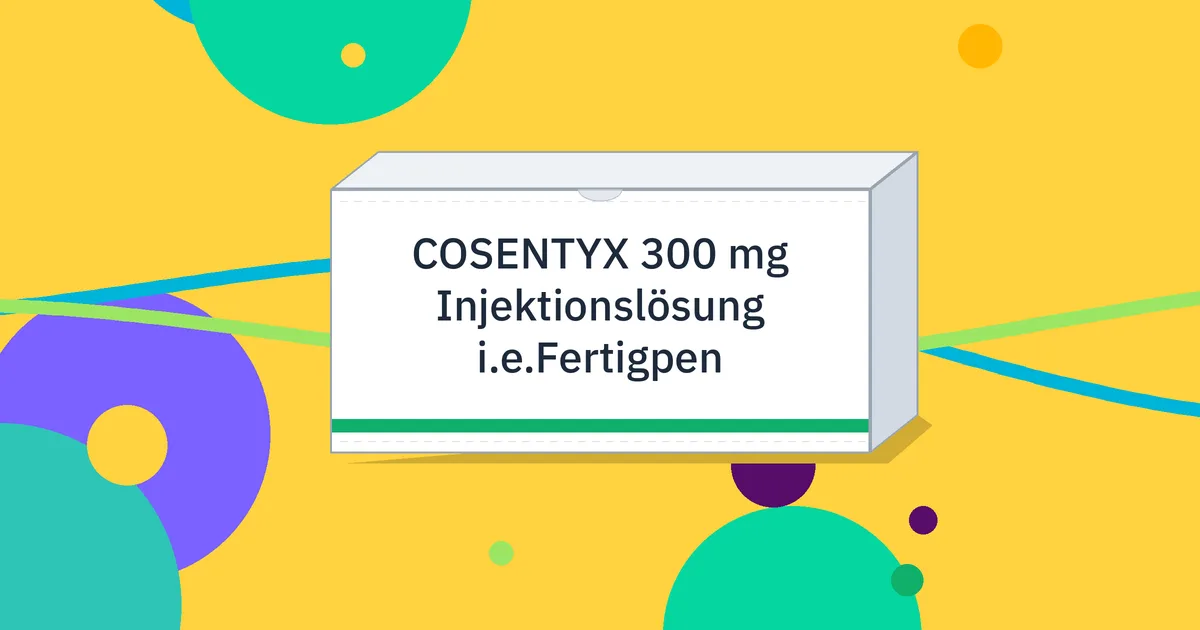 Symbolbild: Packung mit der Aufschrift COSENTYX 300 mg Injektionslösung i.e.Fertigpen (PZN 16507190) – Verfügbarkeit und Bezug in Apotheken in Frankfurt am Main