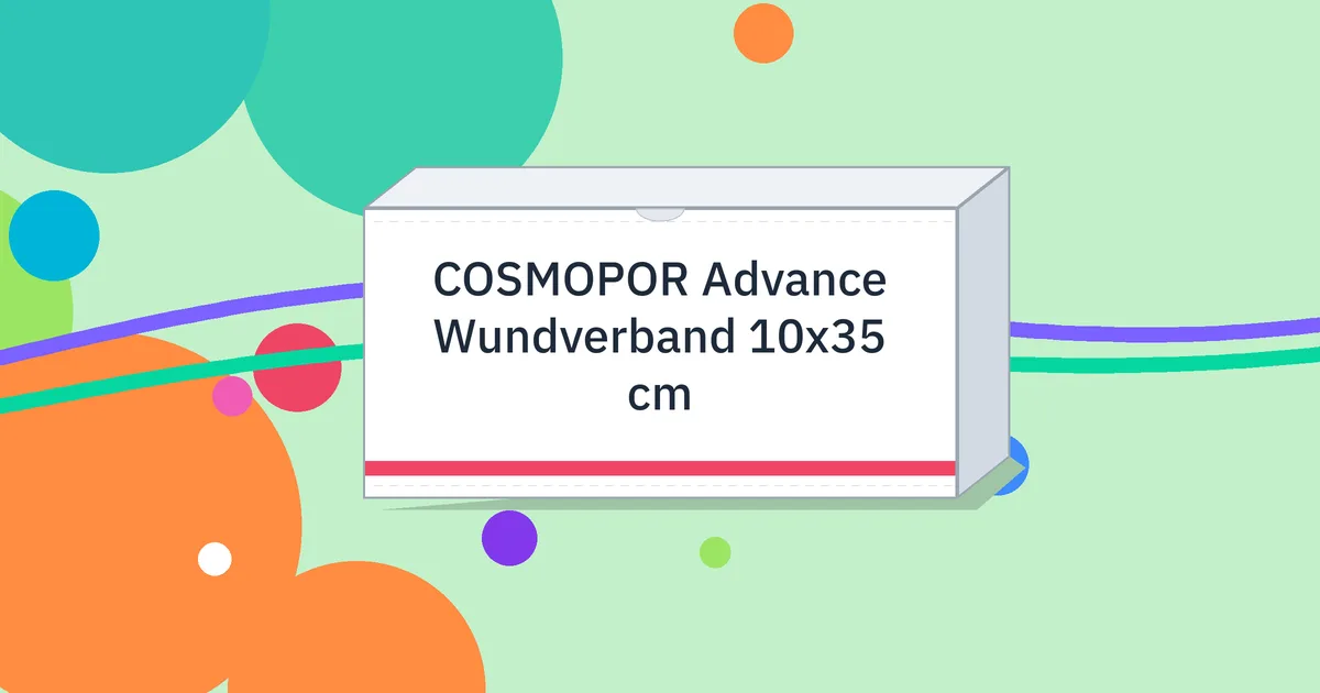 Symbolbild: Packung mit der Aufschrift COSMOPOR Advance Wundverband 10x35 cm (PZN 20578540) – Verfügbarkeit und Bezug in Apotheken in Frankfurt am Main