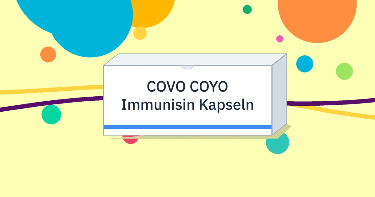 Symbolbild: Packung mit der Aufschrift COVO COYO Immunisin Kapseln (PZN 20000203) – Verfügbarkeit und Bezug in Apotheken in Frankfurt am Main