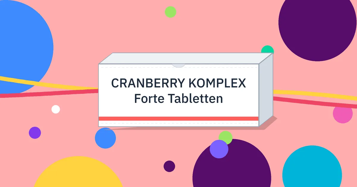 Symbolbild: Packung mit der Aufschrift CRANBERRY KOMPLEX Forte Tabletten (PZN 17890363) – Verfügbarkeit und Bezug in Apotheken in Frankfurt am Main