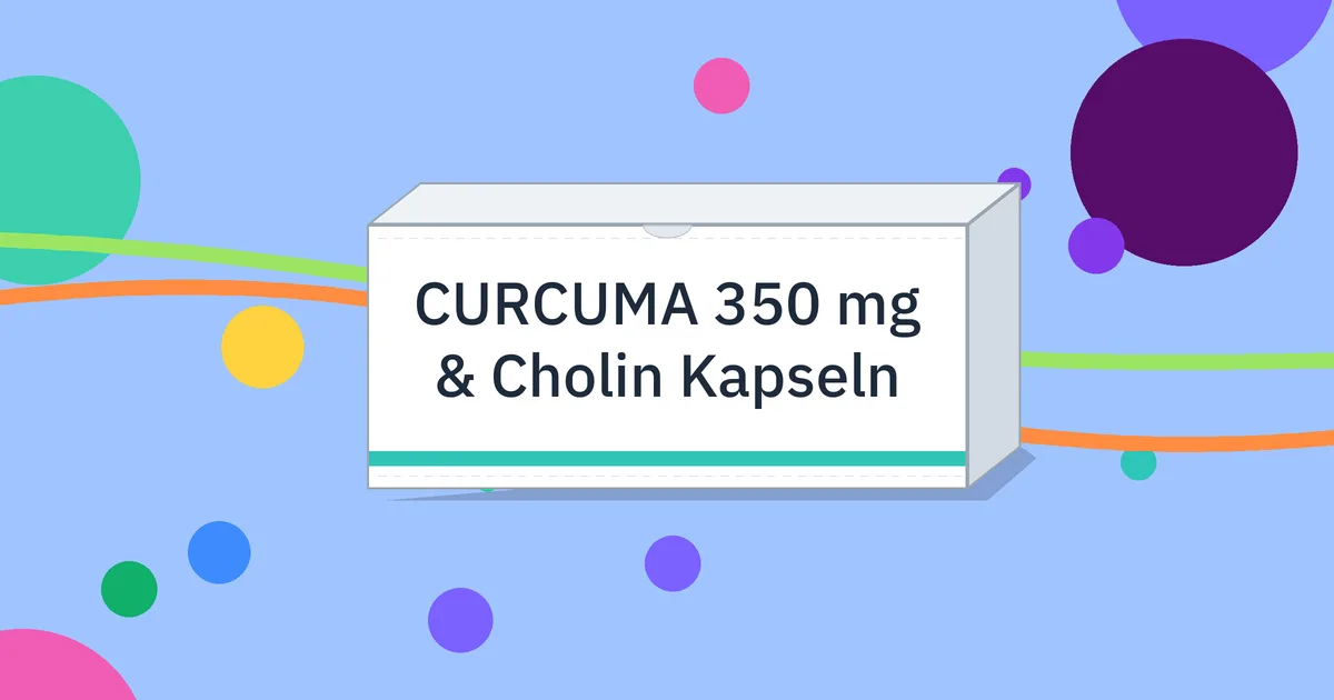 Symbolbild: Packung mit der Aufschrift CURCUMA 350 mg & Cholin Kapseln (PZN 19791607) – Verfügbarkeit und Bezug in Apotheken in Frankfurt am Main
