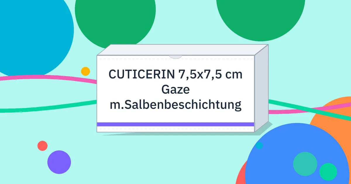 Symbolbild: Packung mit der Aufschrift CUTICERIN 7,5x7,5 cm Gaze m.Salbenbeschichtung (PZN 16604289) – Verfügbarkeit und Bezug in Apotheken in Frankfurt am Main